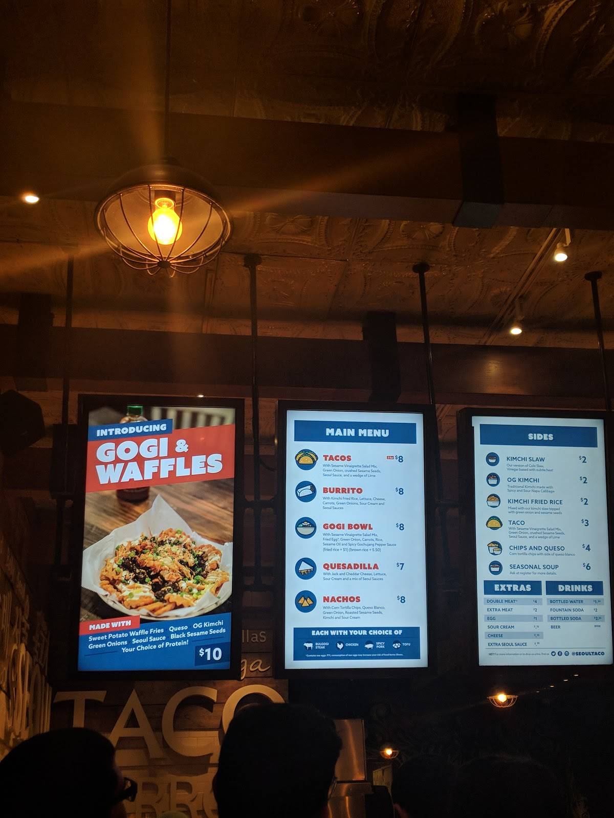 Menu at Seoul Taco restaurant, Chicago, 738 N Clark St