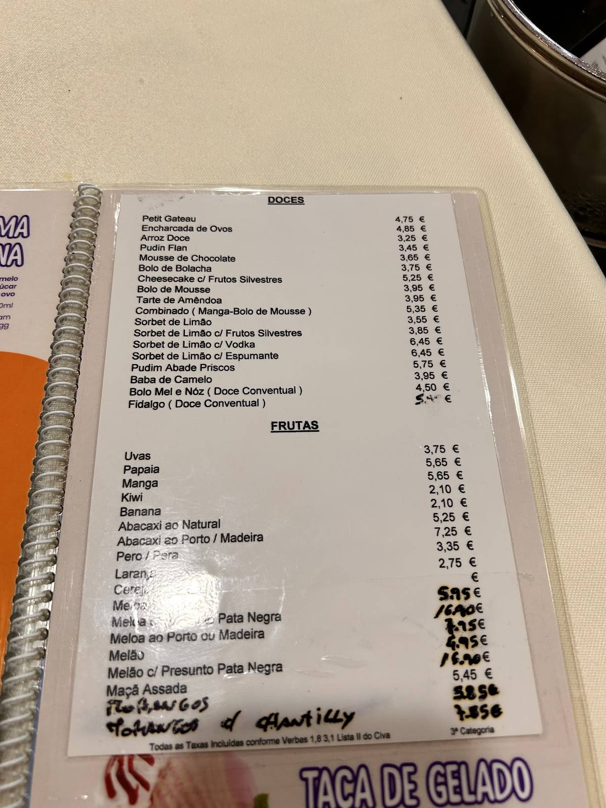 Menu em Sete Mares restaurante, Lisboa, Av. Columbano Bordalo Pinheiro 108