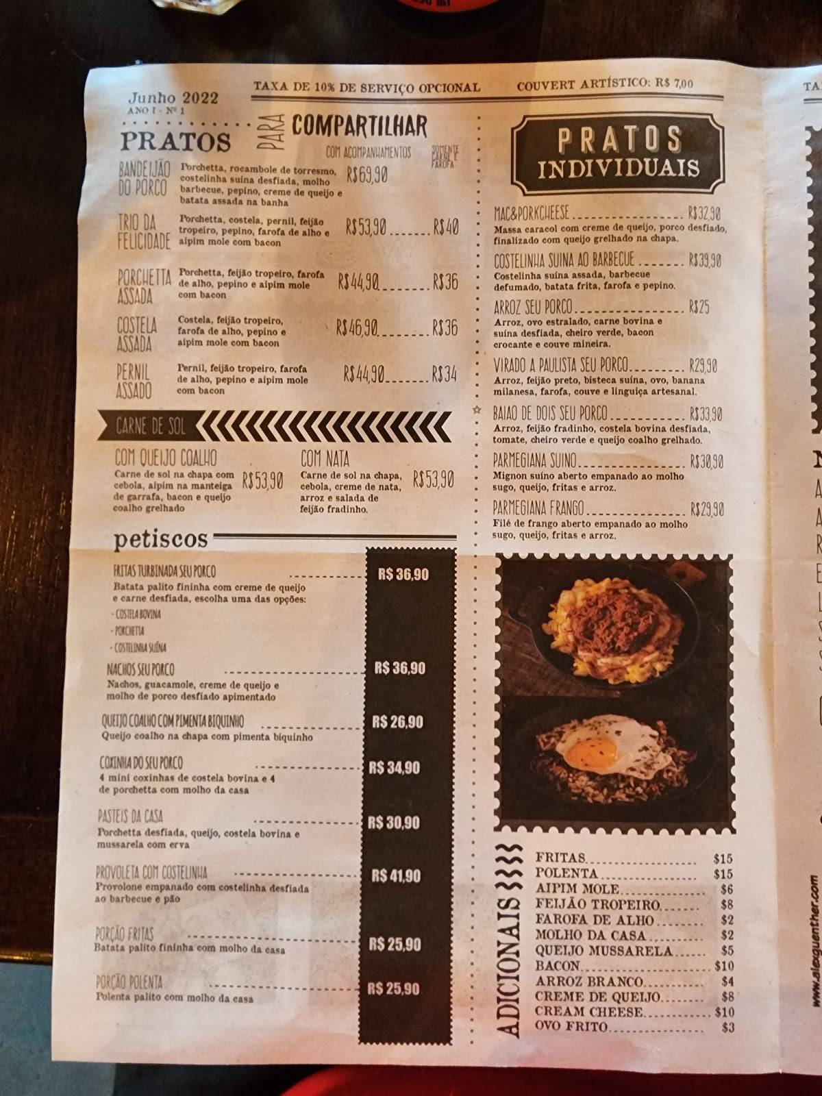 Menu em Seu Porco Timbó restaurante, Timbó