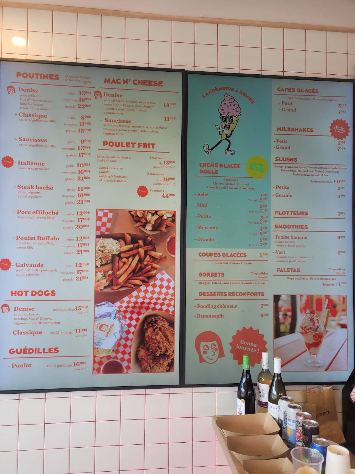 Menu au Chez Denise restaurant, Shannon
