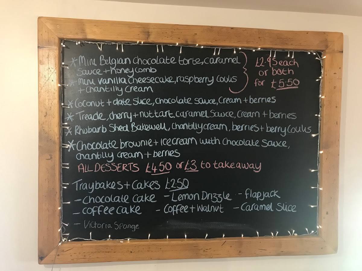 Menu at The Rhubarb Shed Cafe, Sheffield