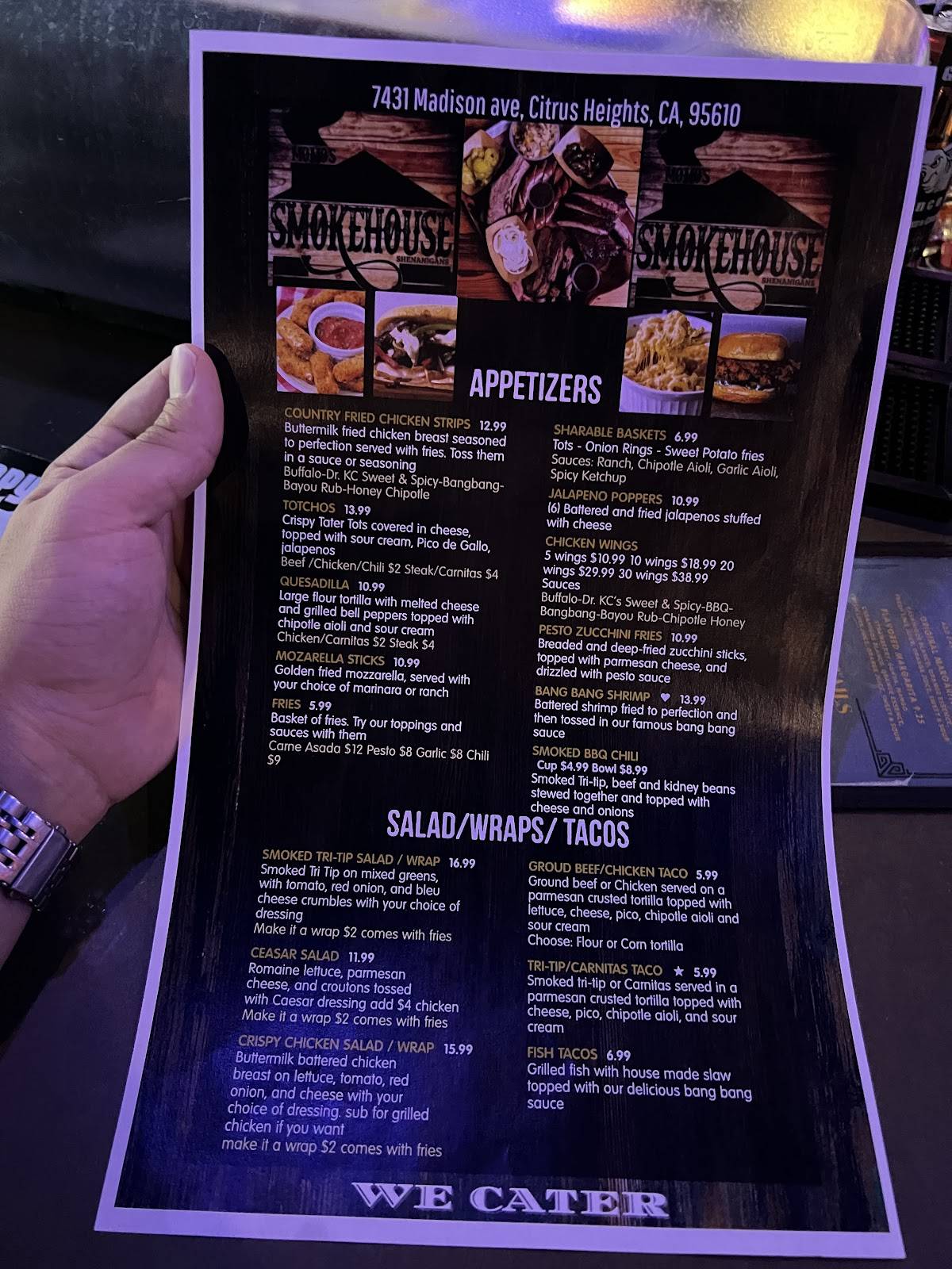 Menu at Shenanigans Kitchen & Bar, Citrus Heights