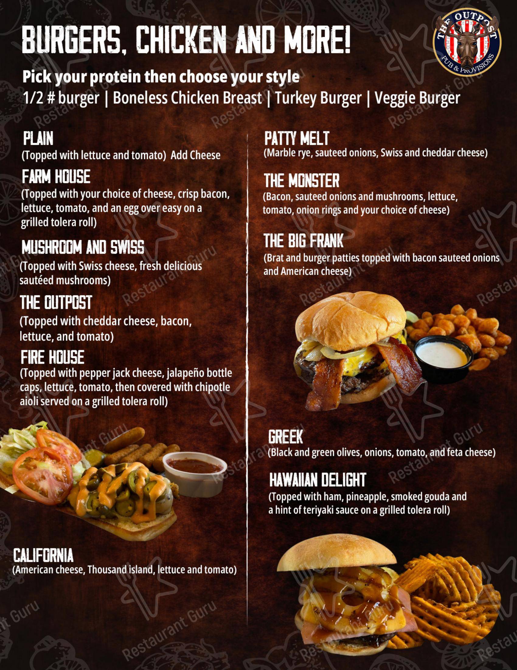 Menu at The Outpost pub & bar, Sherwood