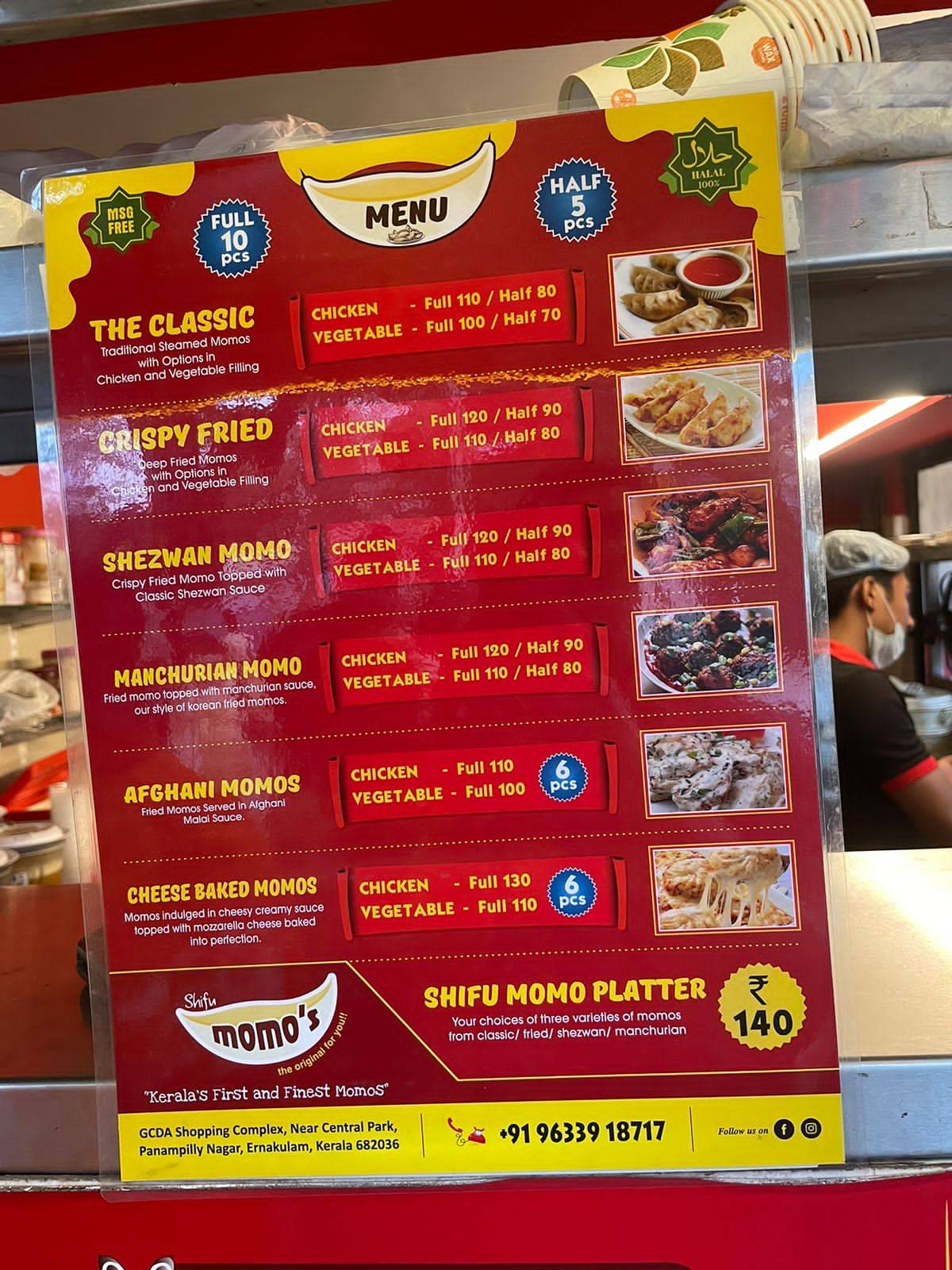 Menu at Shifu Momos, Ernakulam, GCDA Shopping Complex