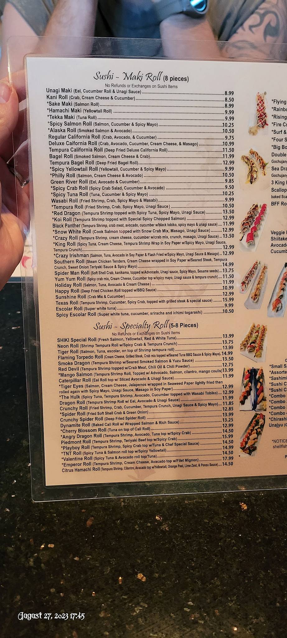 Menu at Shiki Of Mocksville restaurant, Mocksville, Yadkinville Rd