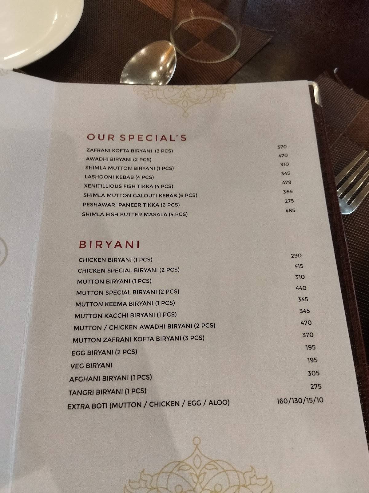 Menu at Shimla Biryani Chinar Park, Kolkata