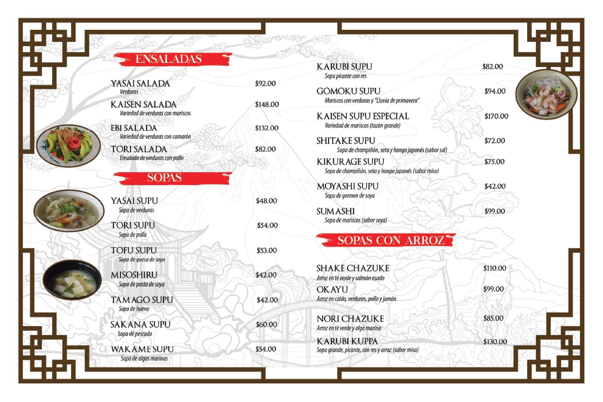 Carta de SHIO RESTAURANT, Cuautitlán Izcalli, And. París 1