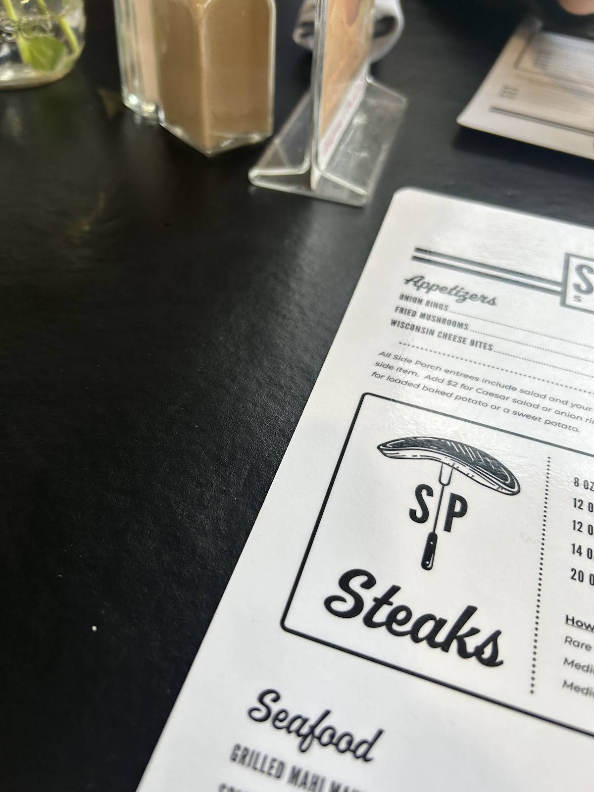 Menu at Side Porch Steakhouse, Bartlett