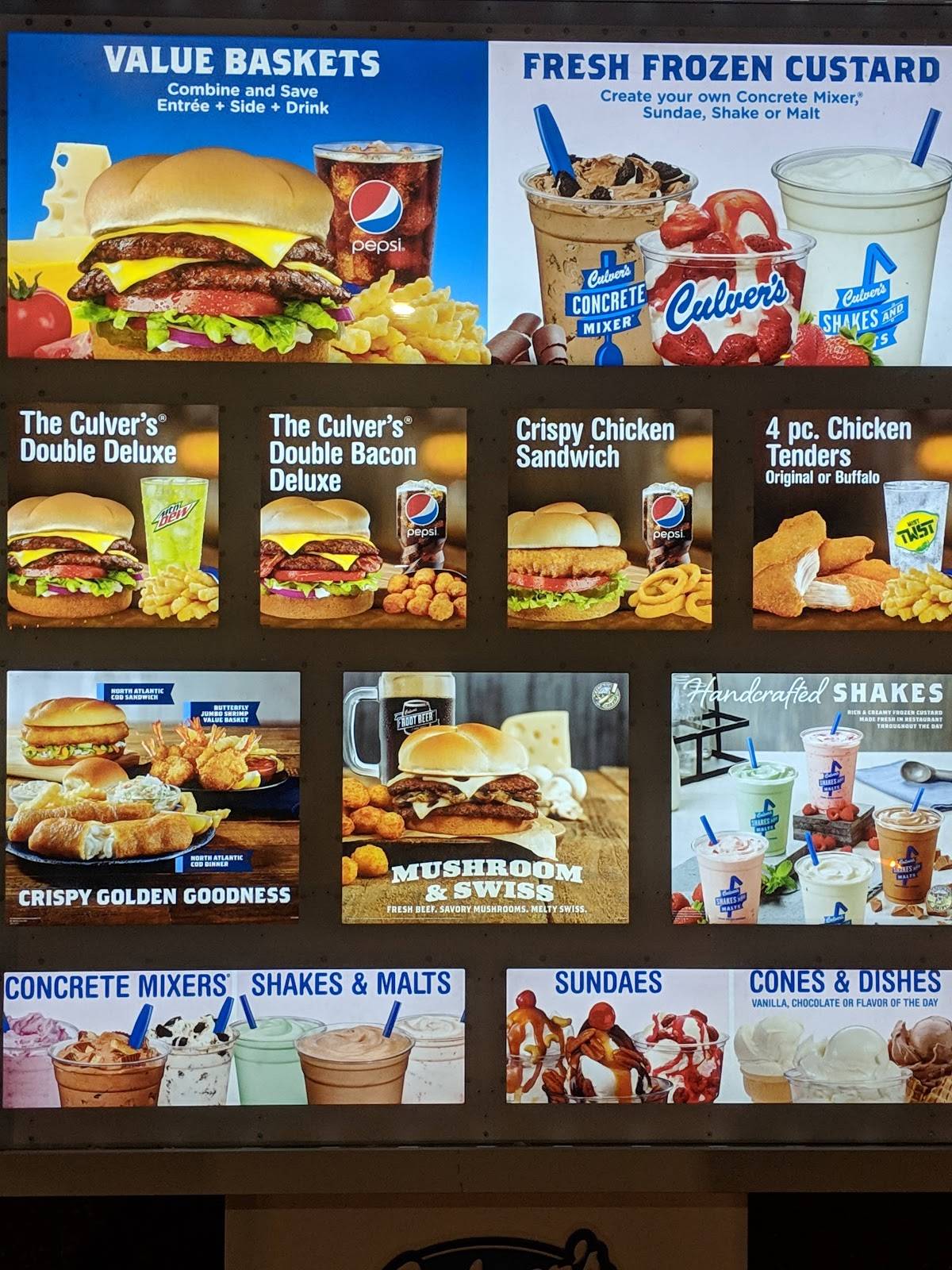 Menu at Culver’s fast food, Sierra Vista, 632 AZ-92