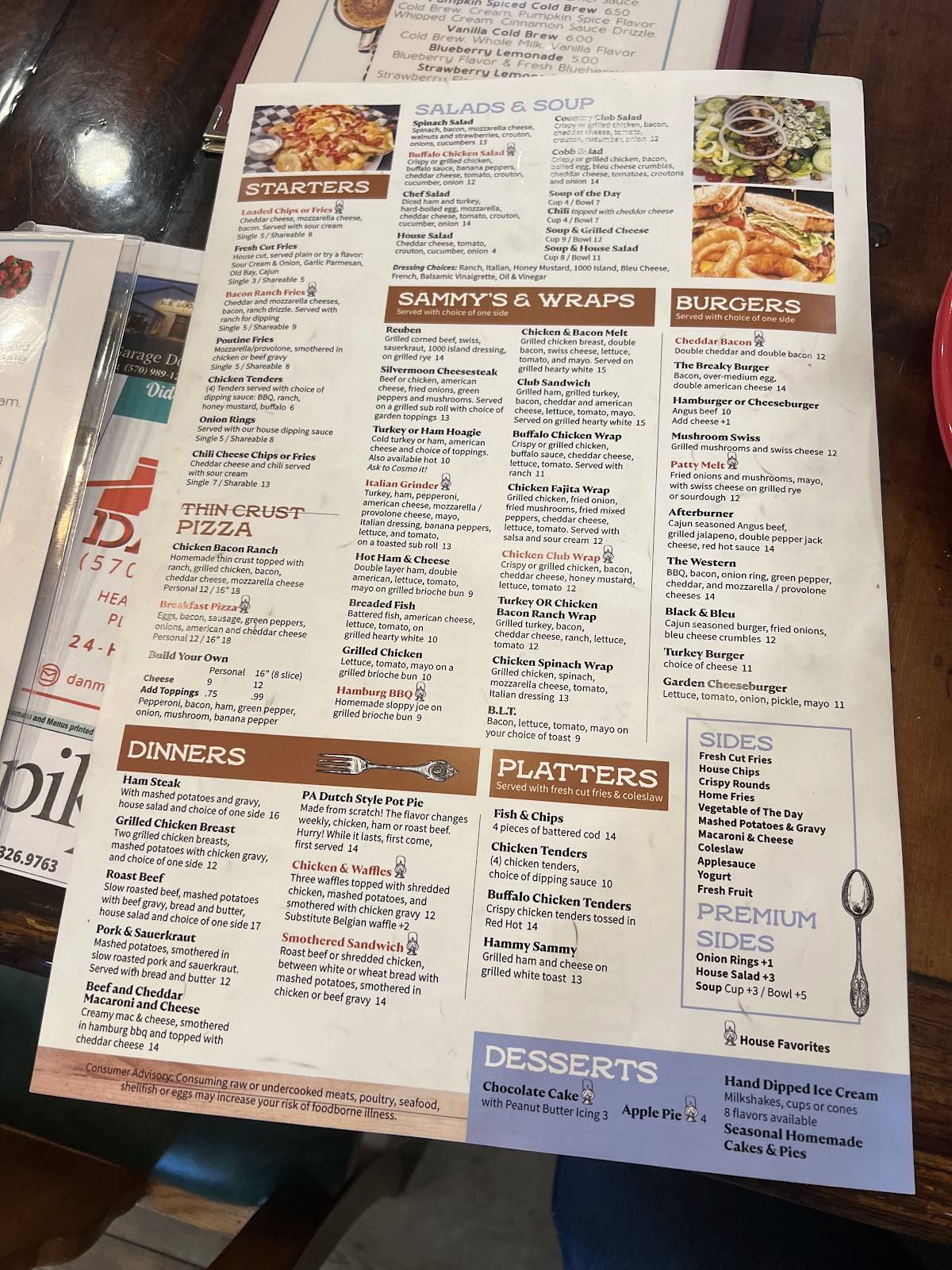Menu at Silver Moon Shop and Dine restaurant, Lewisburg