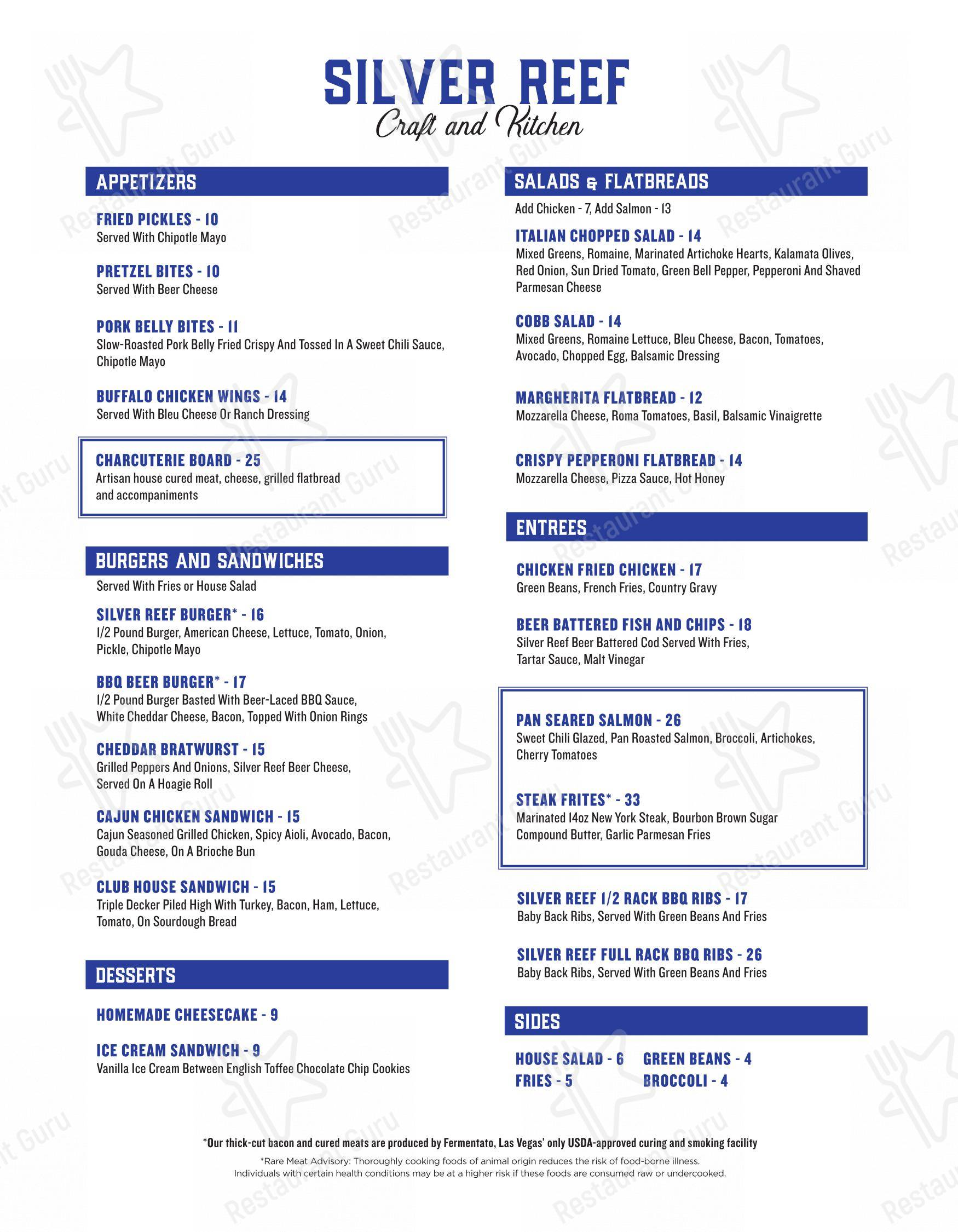 Menu at Silver Reef Brewing Craft & Kitchen, St. George