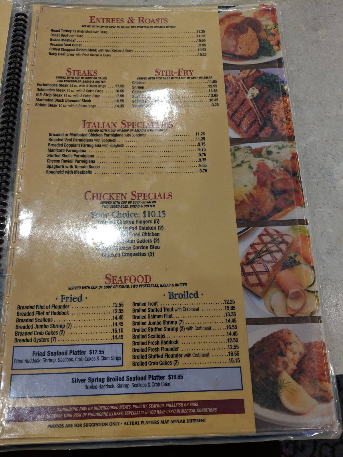 Menu at Silver Spring Diner restaurant, Mechanicsburg