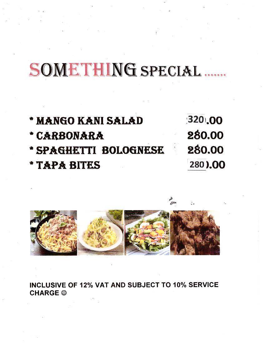 Menu at Sky High Bar, Pasig