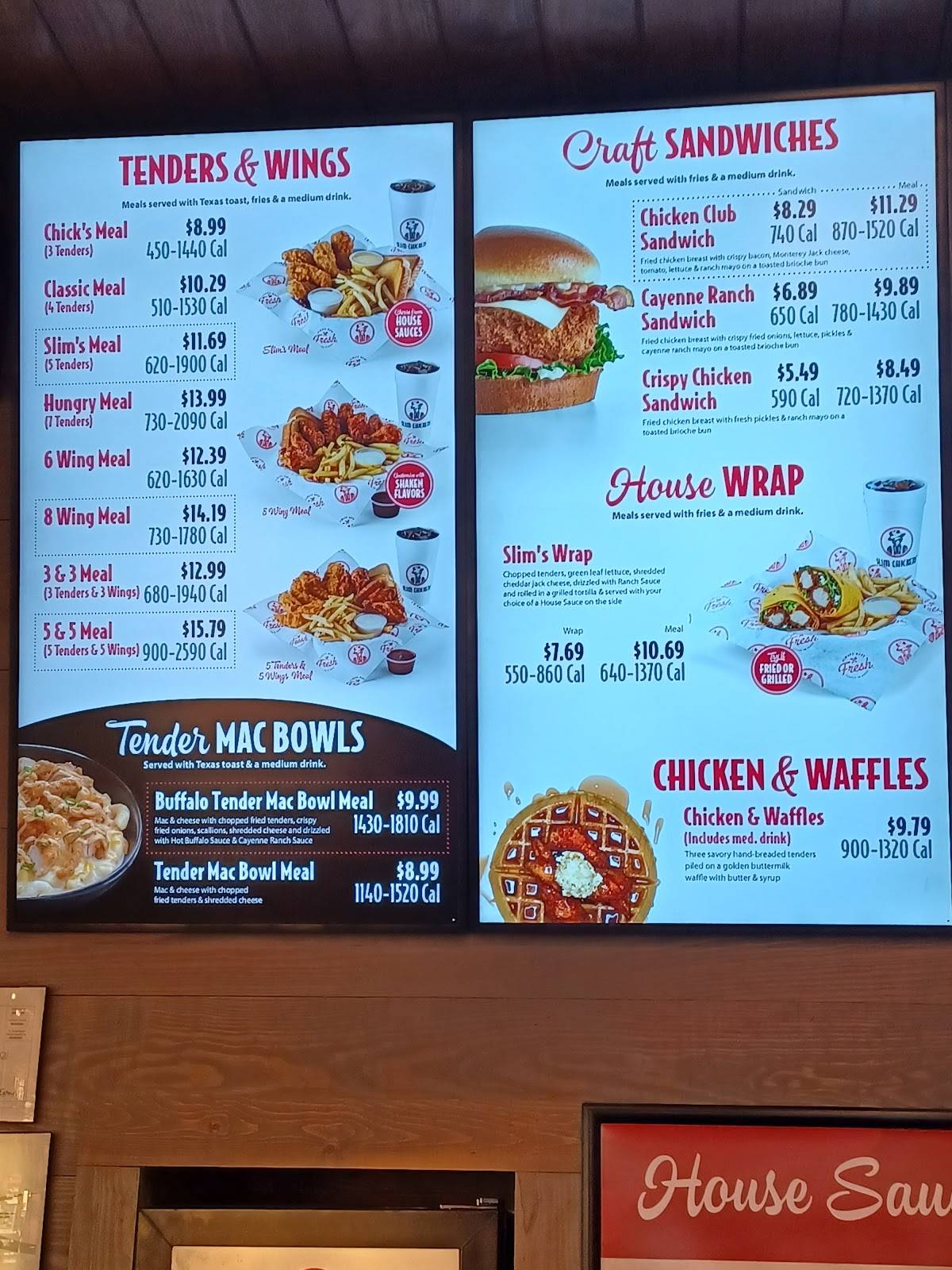 Menu at Slim Chickens restaurant, Florence
