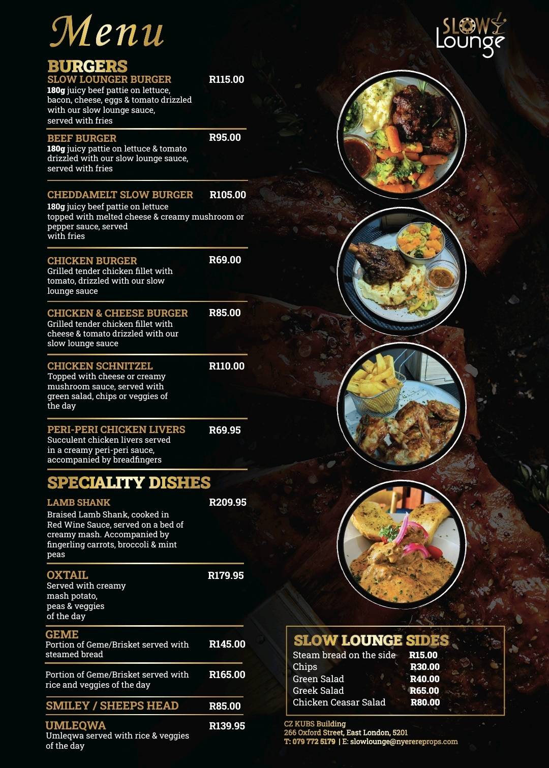 Menu at Slow Lounge pub & bar, East London