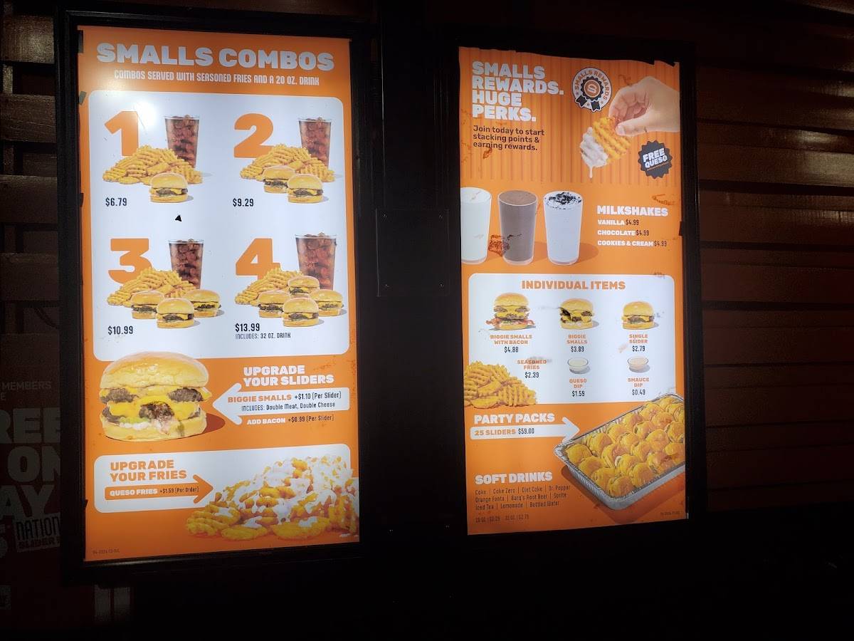 Menu at Smalls Sliders fast food, Baton Rouge, Nicholson Dr
