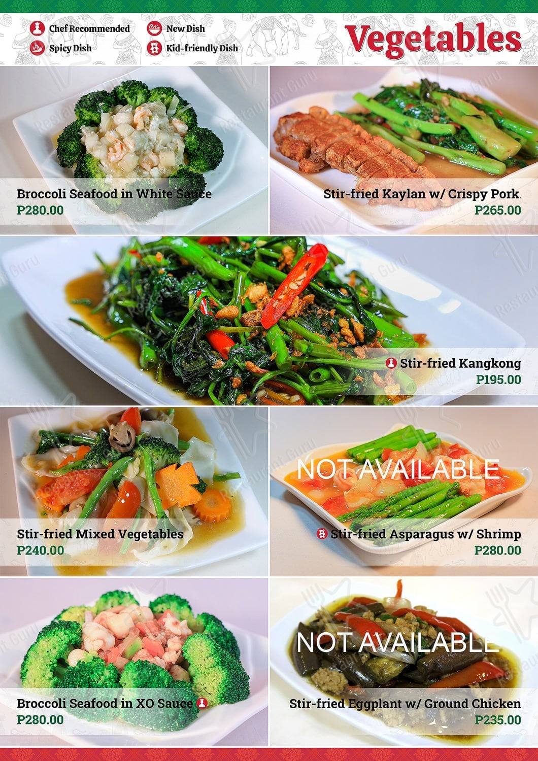 Menu at Smile Elephant Thai Restaurant, Pasig