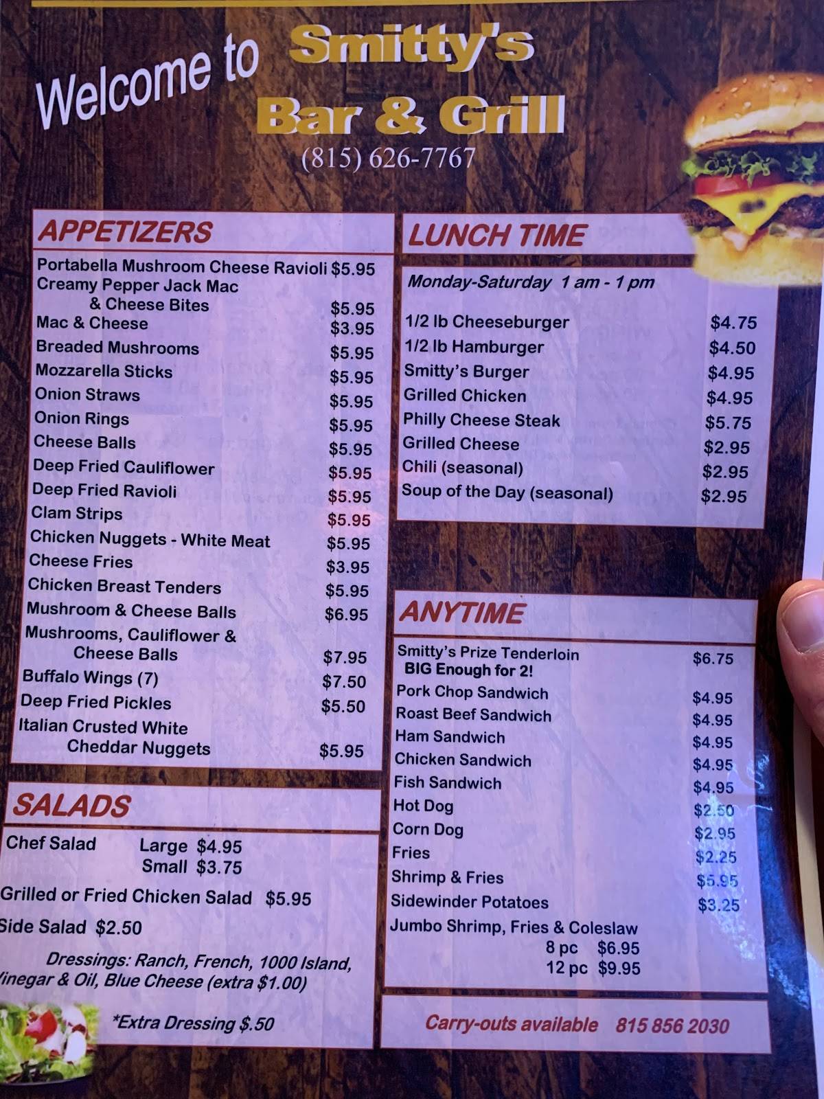 Menu at Smitty's Bar & Grill, Leonore