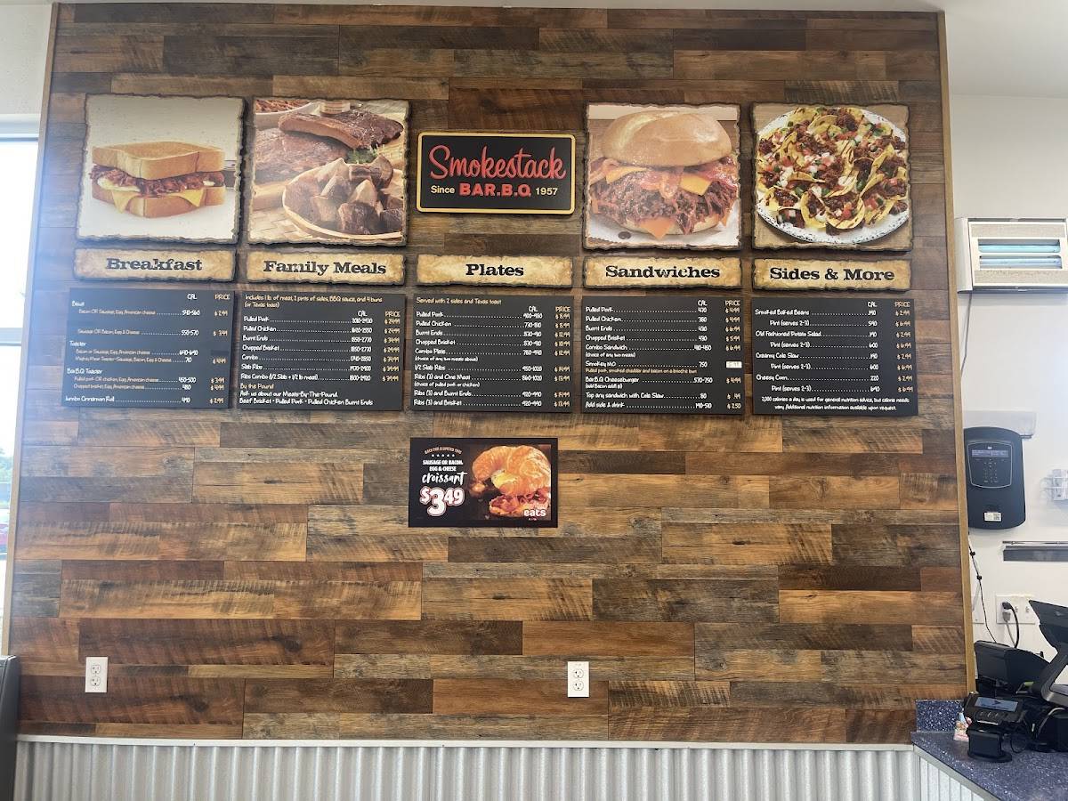 Menu at Smokestack BBQ, Warrensburg