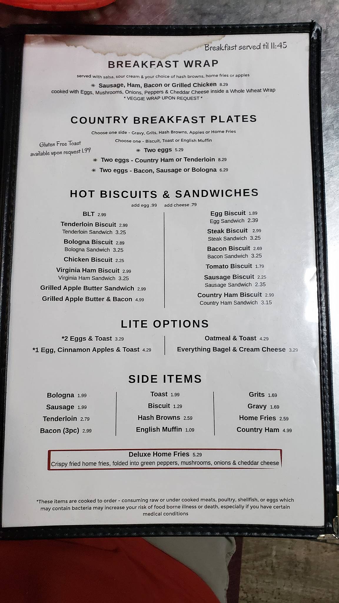 Menu at Smoky Mountain Diner restaurant, Hot Springs