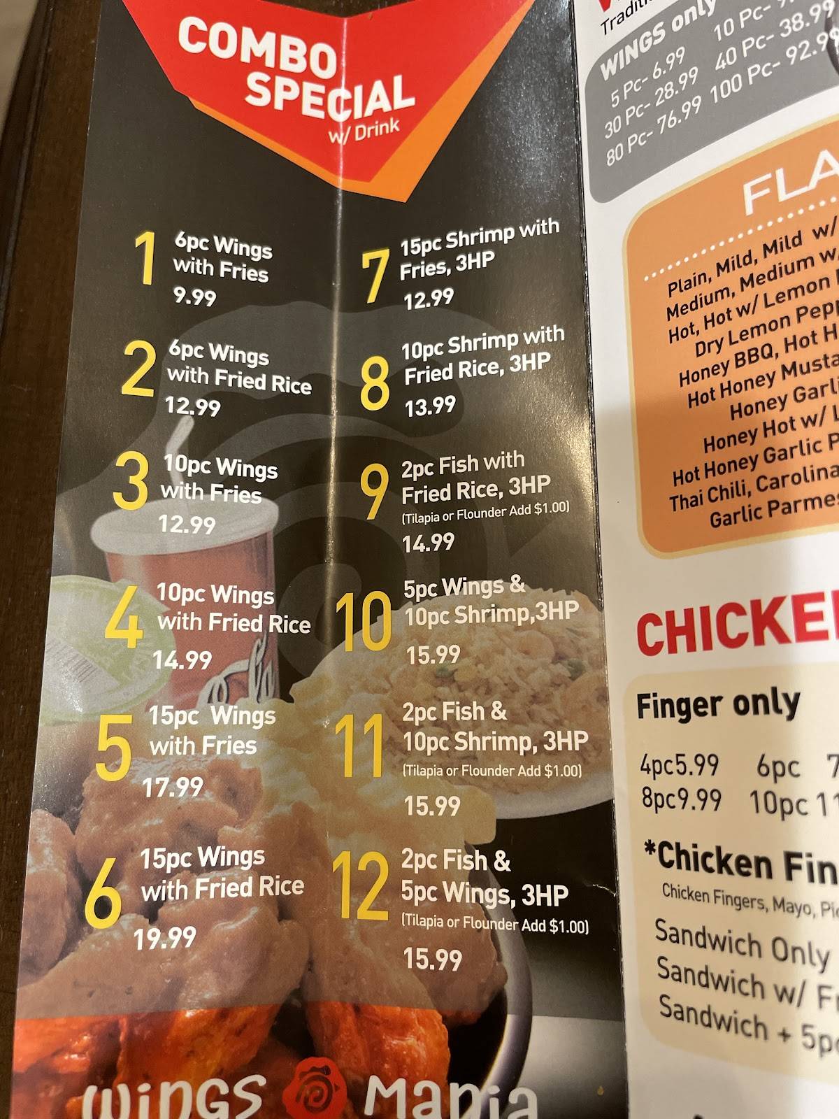 Menu at Wings Mania restaurant, Snellville