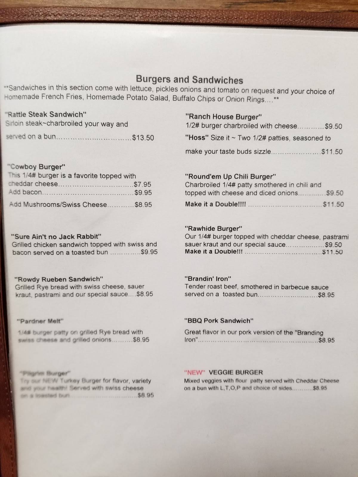 Menu at Ranch House Diner restaurant, Snowville