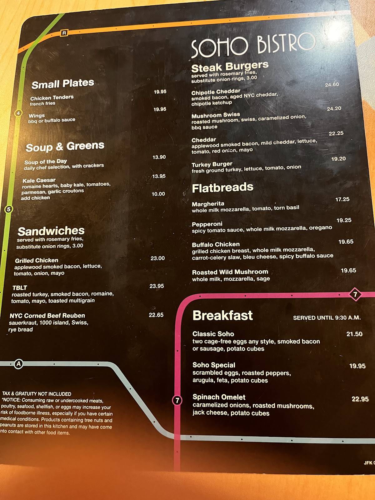 Menu at SoHo Bistro pub & bar, New York City, John F. Kennedy ...