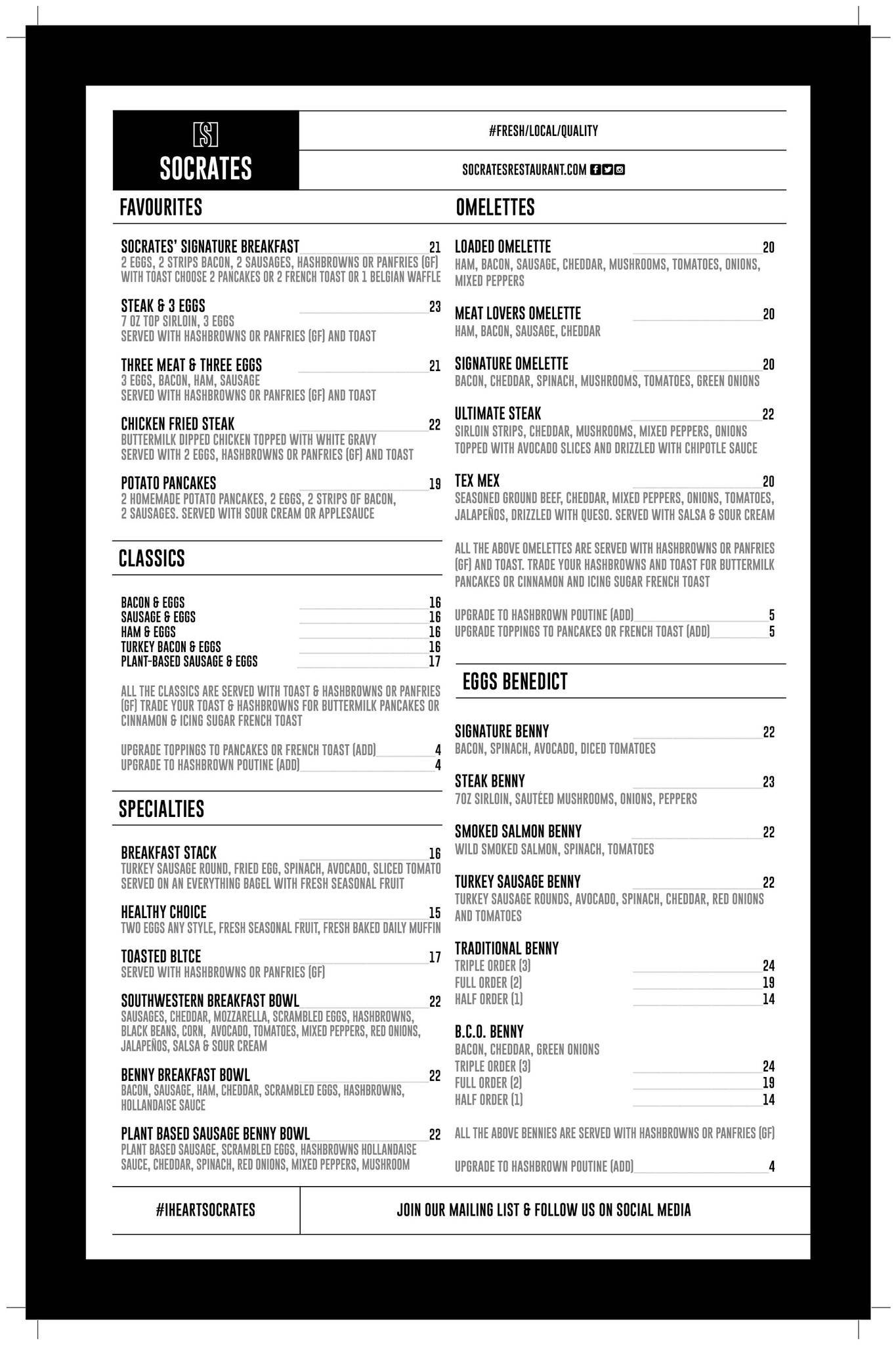 Menu at Socrates Restaurant & Catering, St. Albert
