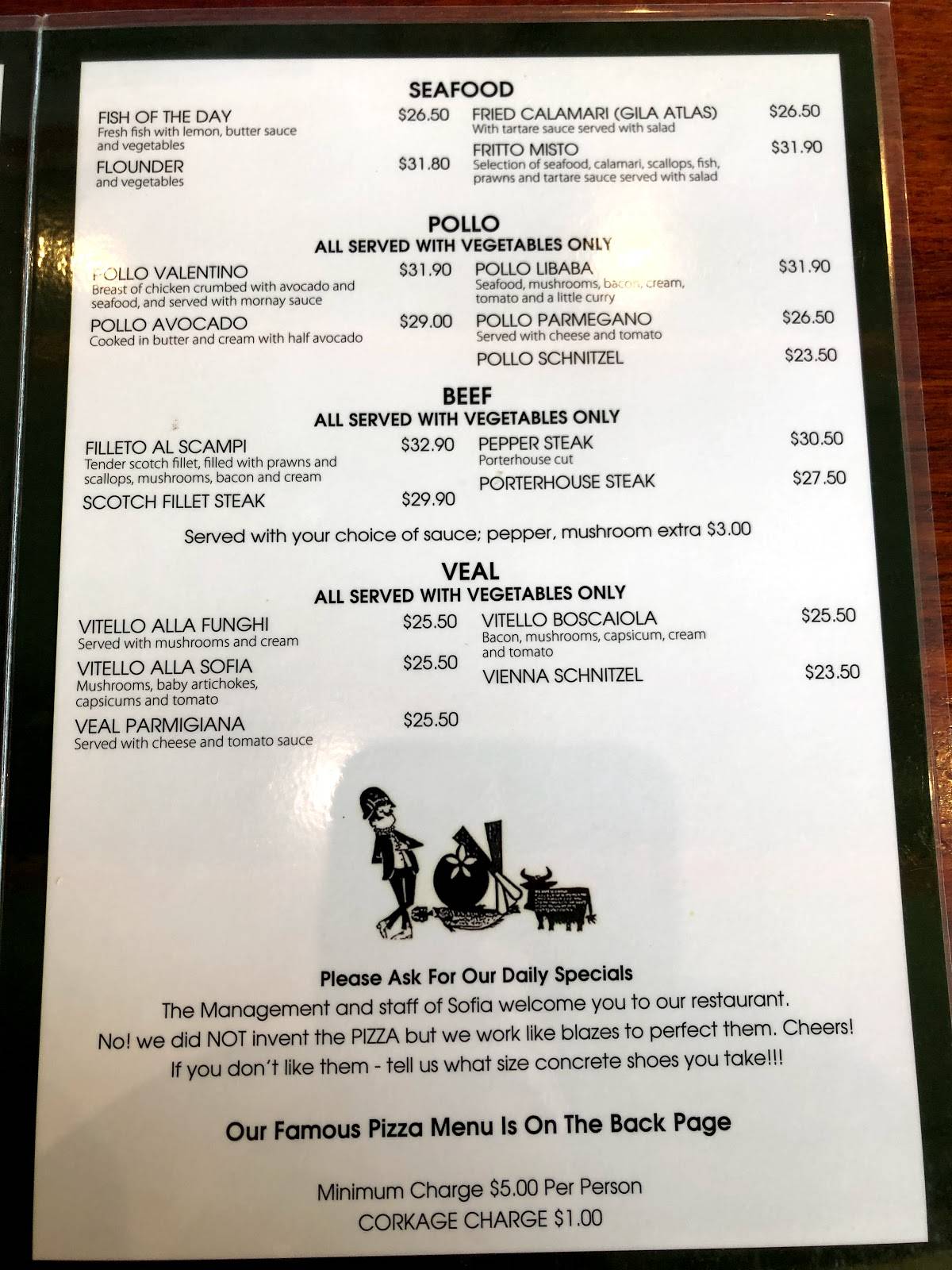 Menu at Sofia Camberwell fast food, Camberwell