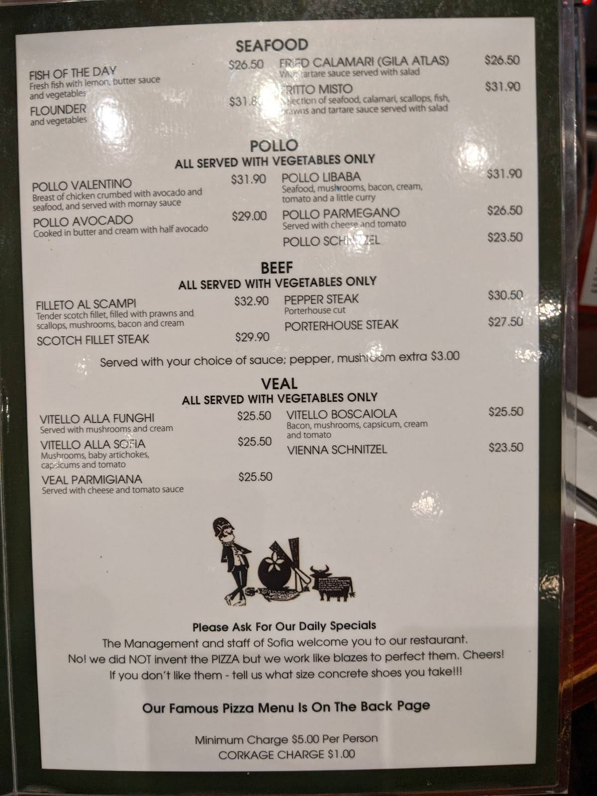 Menu at Sofia Camberwell fast food, Camberwell