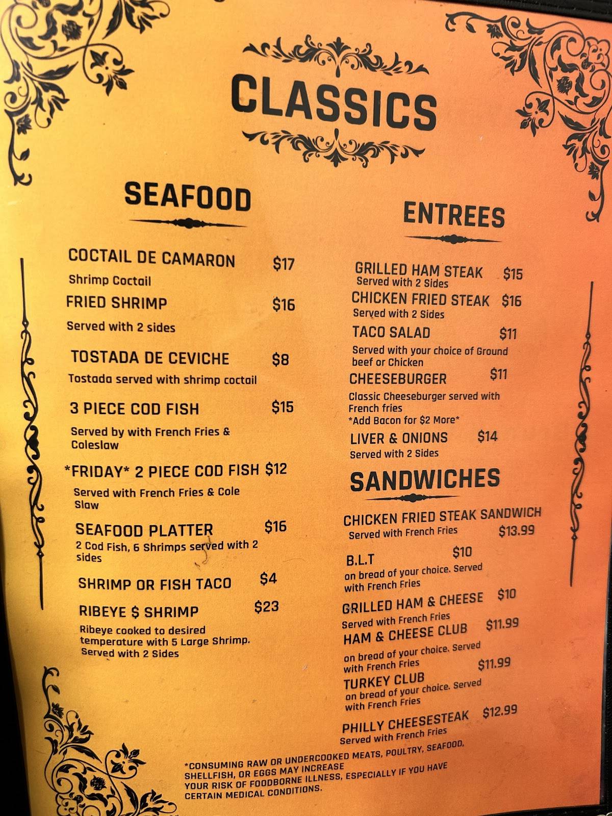 Menu at Sofi’s Restaurant, Surprise