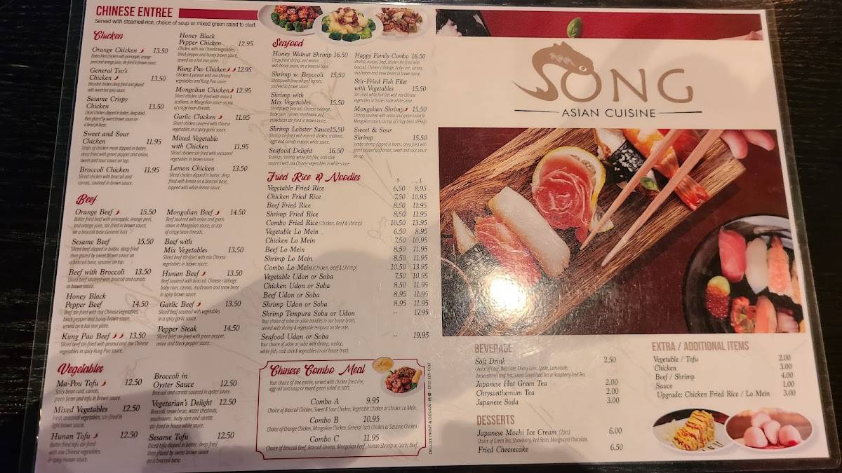 Menu at Song Asian Cuisine restaurant, New Buffalo