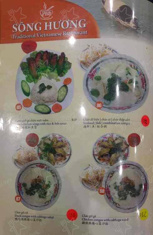 Menu at Pho Song Huong restaurant, Riverwood