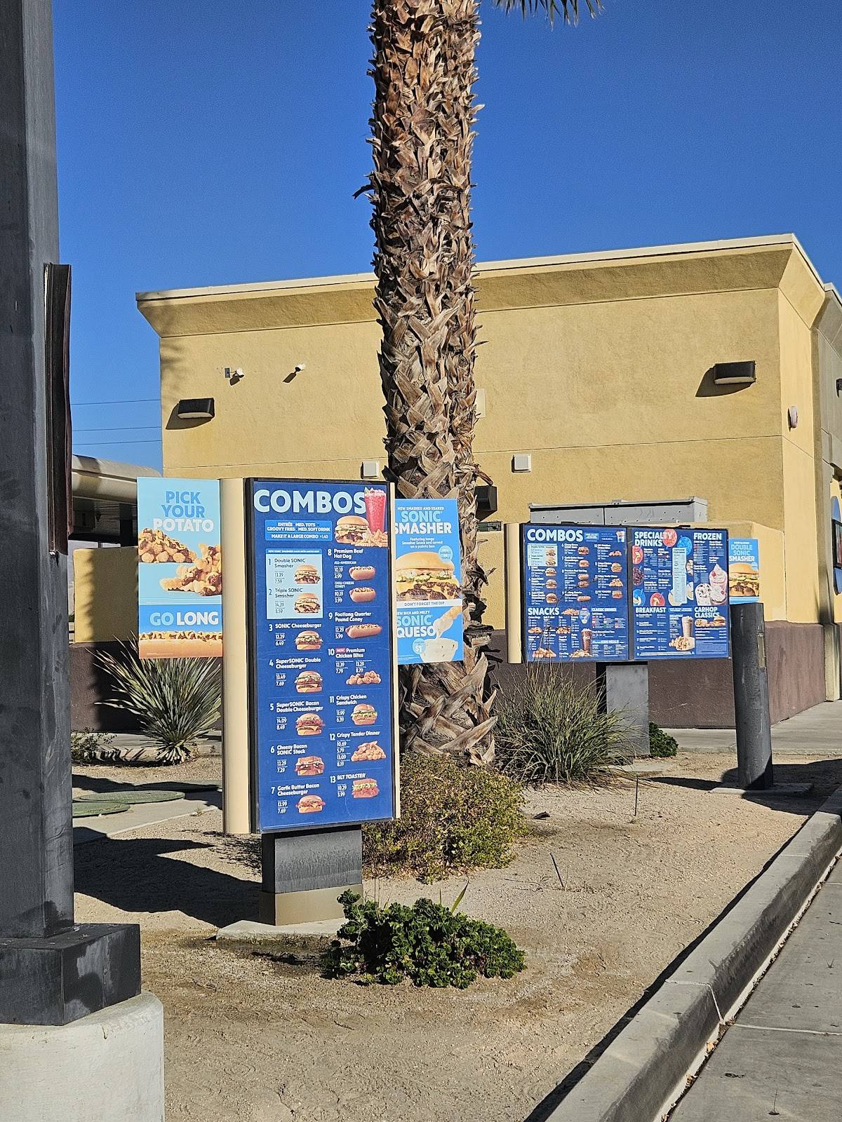 Menu at Sonic Drive-In fast food, Cathedral City