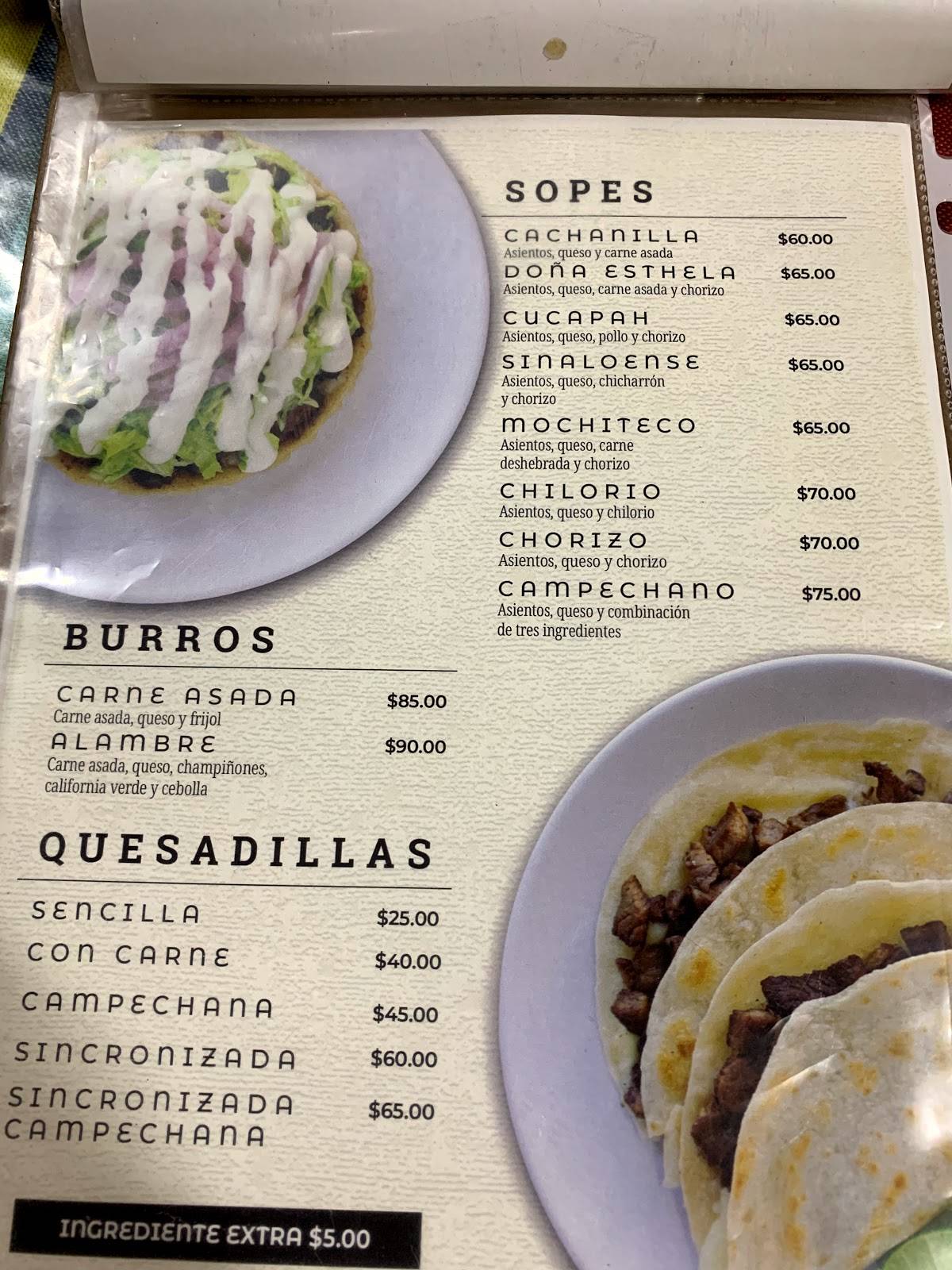 Menu at Sopes Doña Estela Tipo Sinaloa restaurant, Mexicali, Calz ...