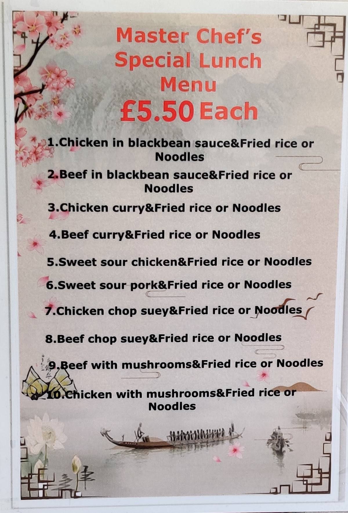 Menu at Master Chef - Chinese Food Take Away fast food, South Croydon ...