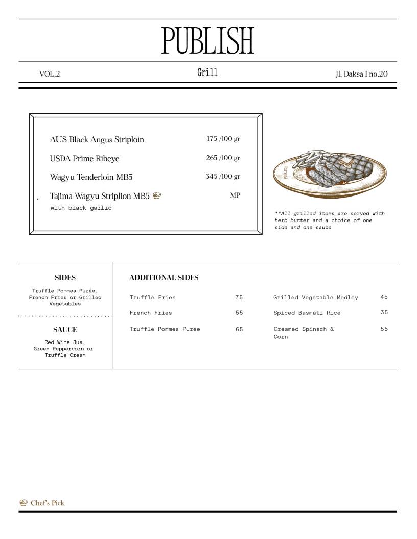 Menu at Publish Gunawarman, South Jakarta