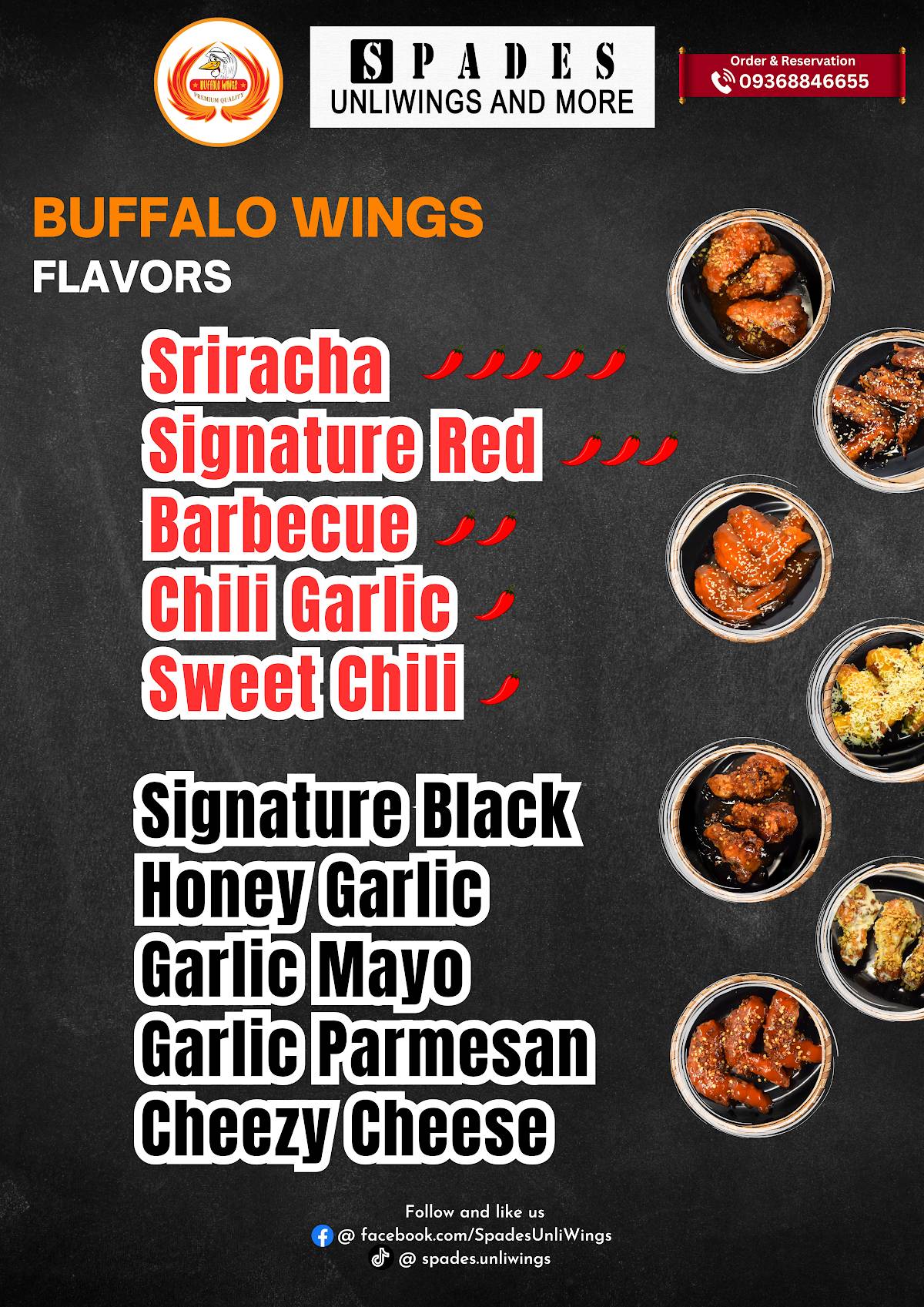 Menu at Spades Unliwings and More restaurant, Quezon City