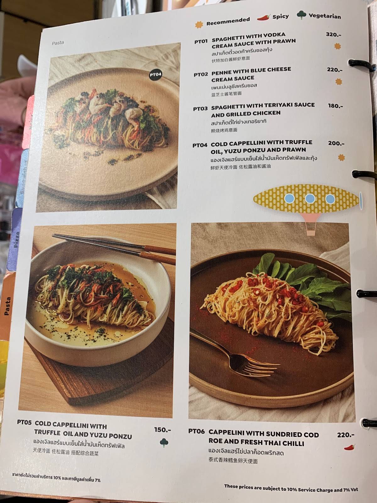 Carta del restaurante Spaghetti Factory Central World, Bangkok, 999/9 ...