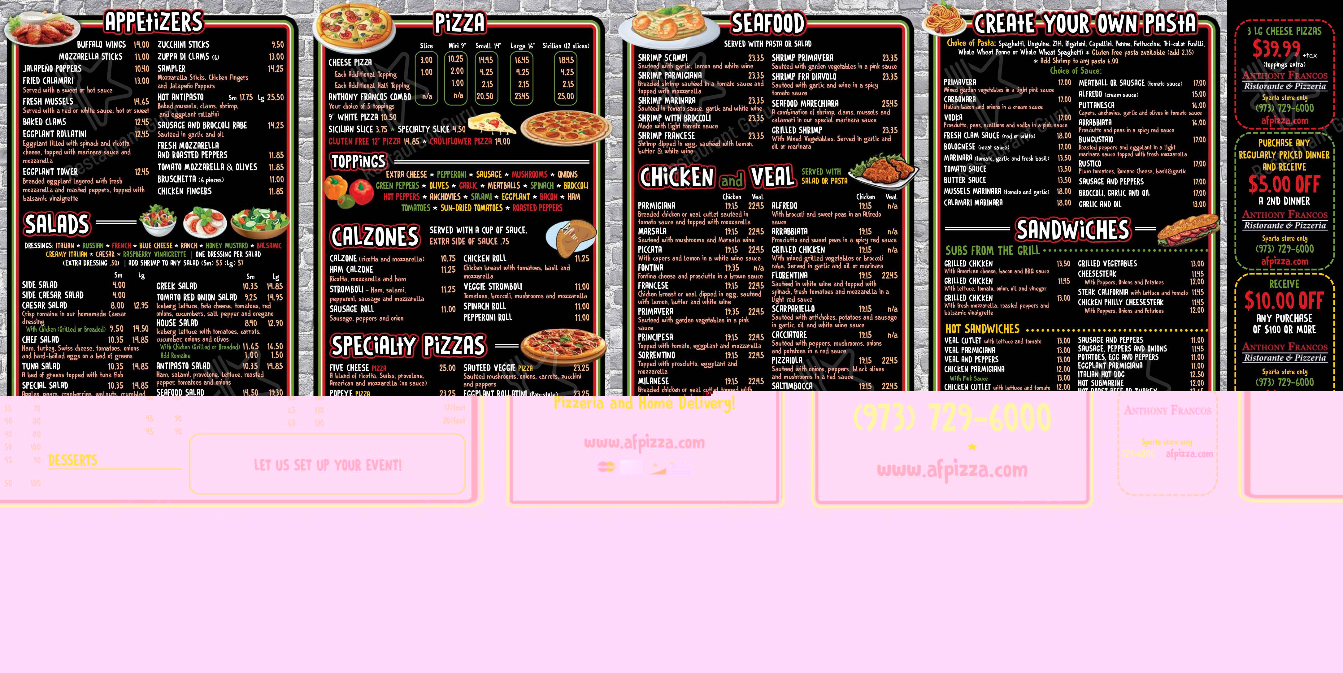 Anthony francos menu store