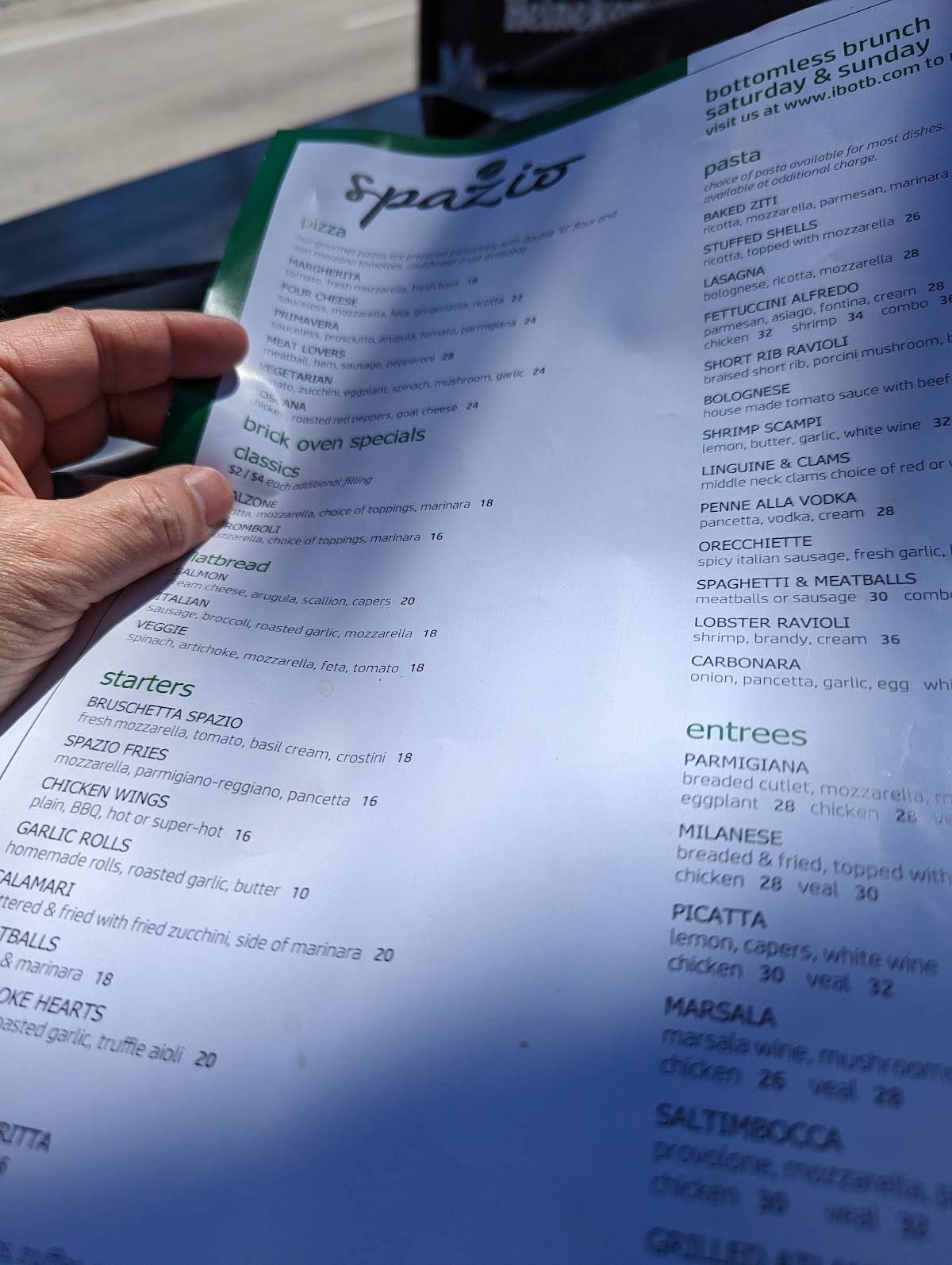 Menu at Spazio pub & bar, Fort Lauderdale