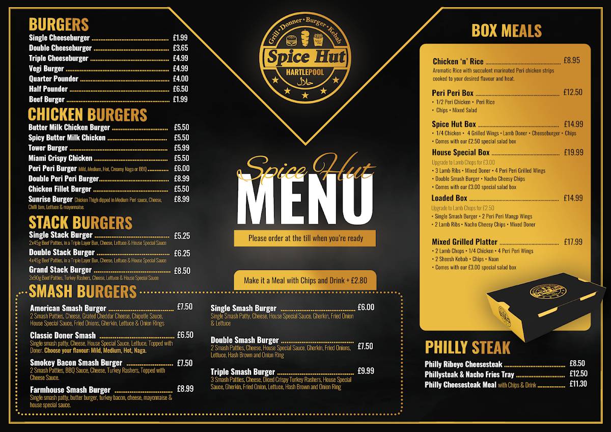 Menu at Spice Hut Hartlepool restaurant, Hartlepool