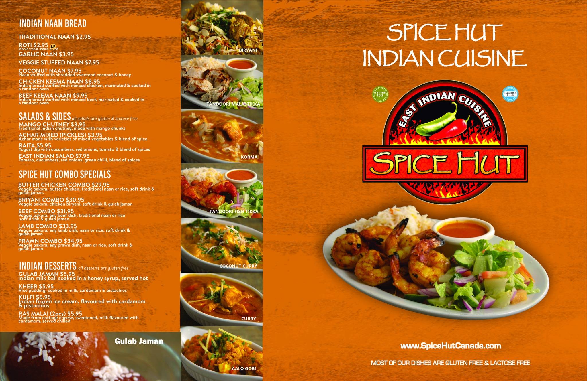 Carta del restaurante Spice Hut Indian Cuisine., Port Alberni