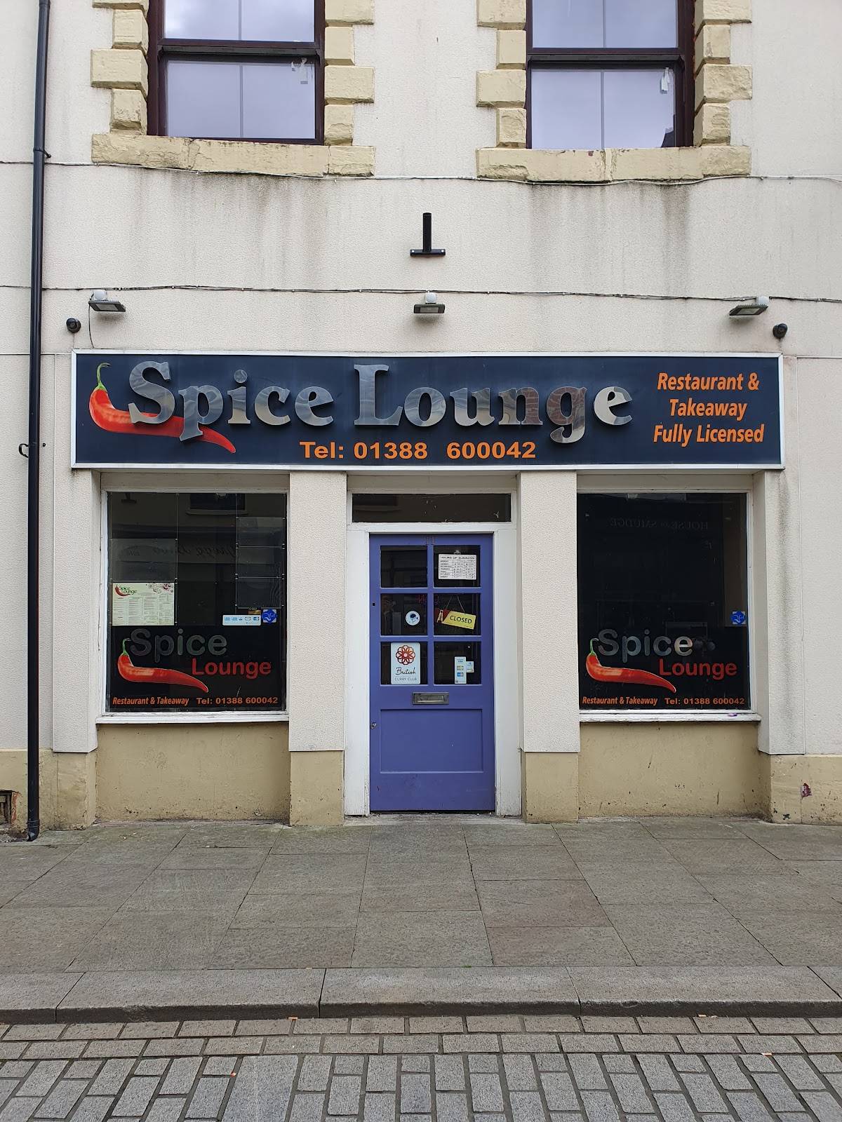 Menu at Spice Lounge restaurant, Bishop Auckland