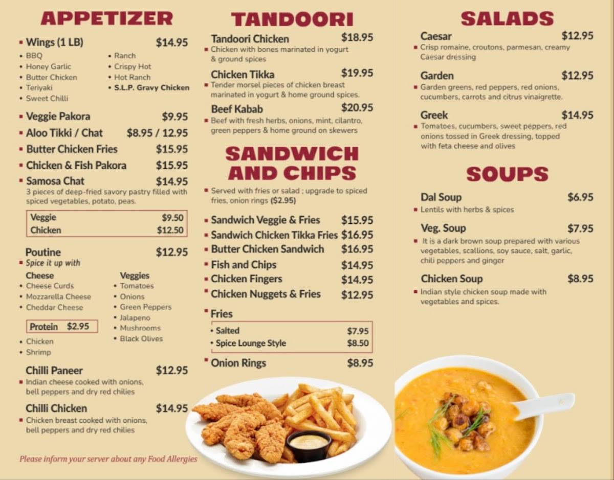 Menu at Spice Lounge and Pizza restaurant, Crowsnest Pass