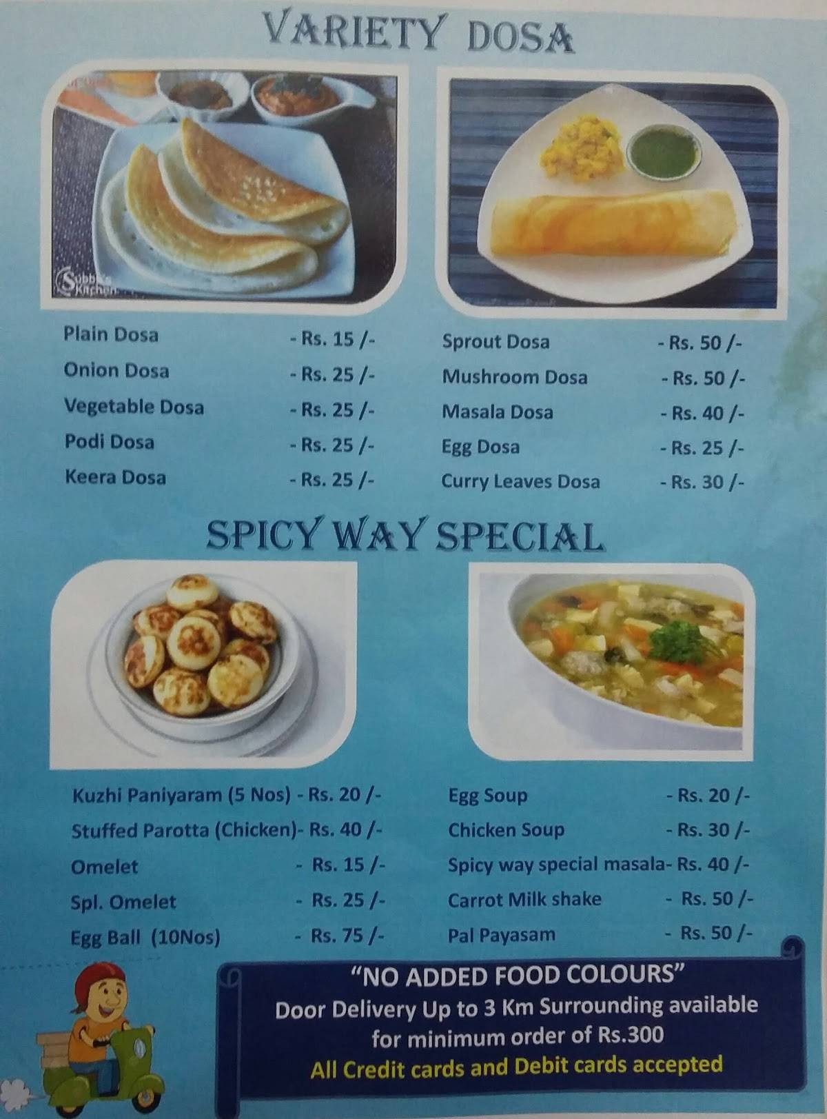 Menu at Spicy Way, Chennai