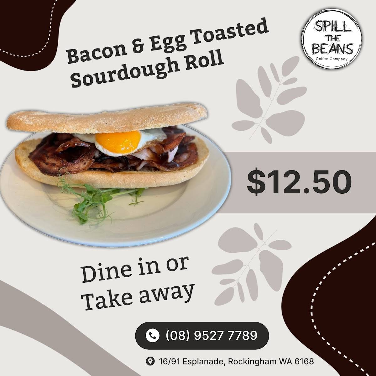 Menu at Spill the Beans @ Palm Beach Jetty cafe, Rockingham