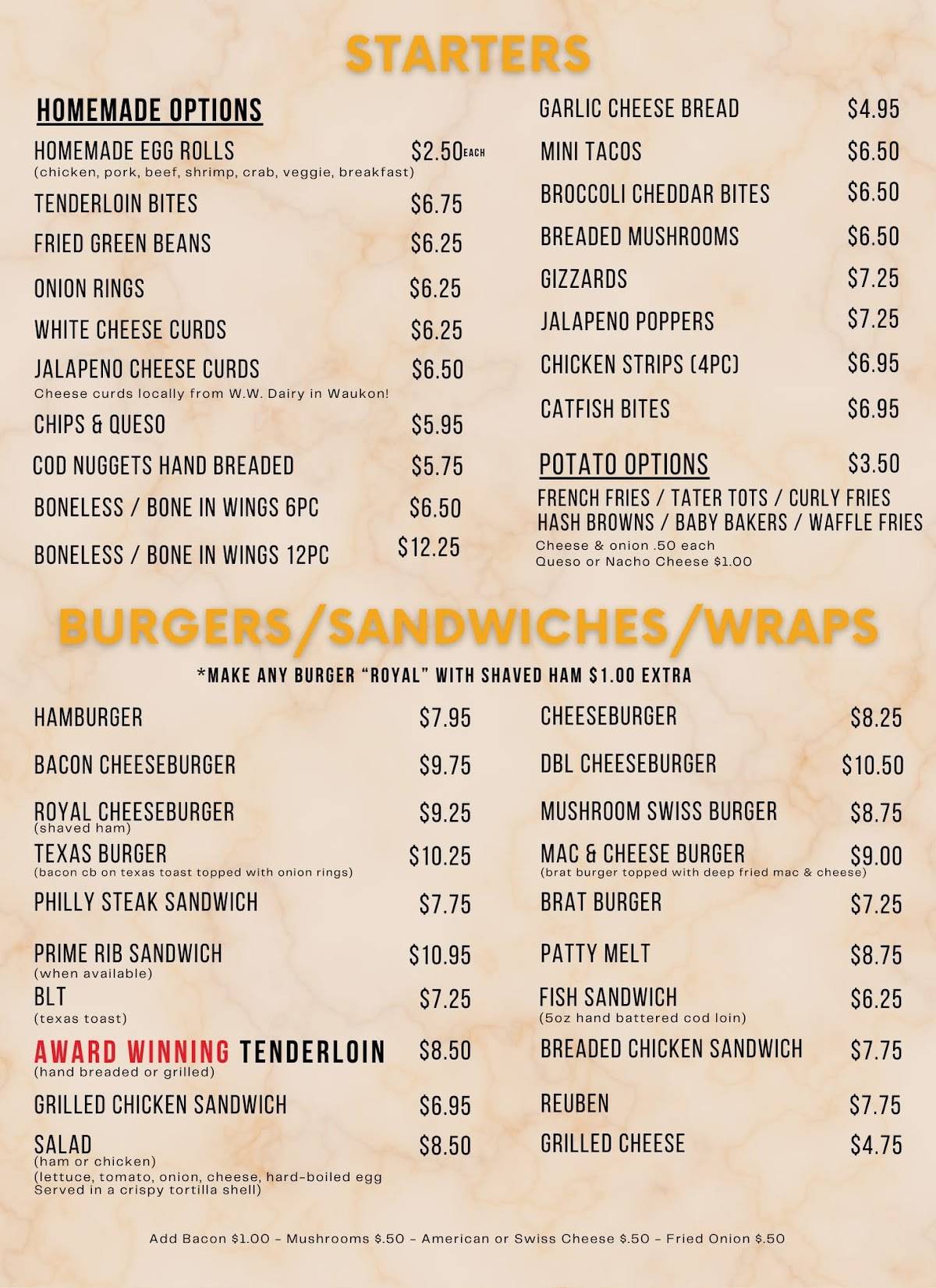 Menu at Spillway pub & bar, Harpers Ferry