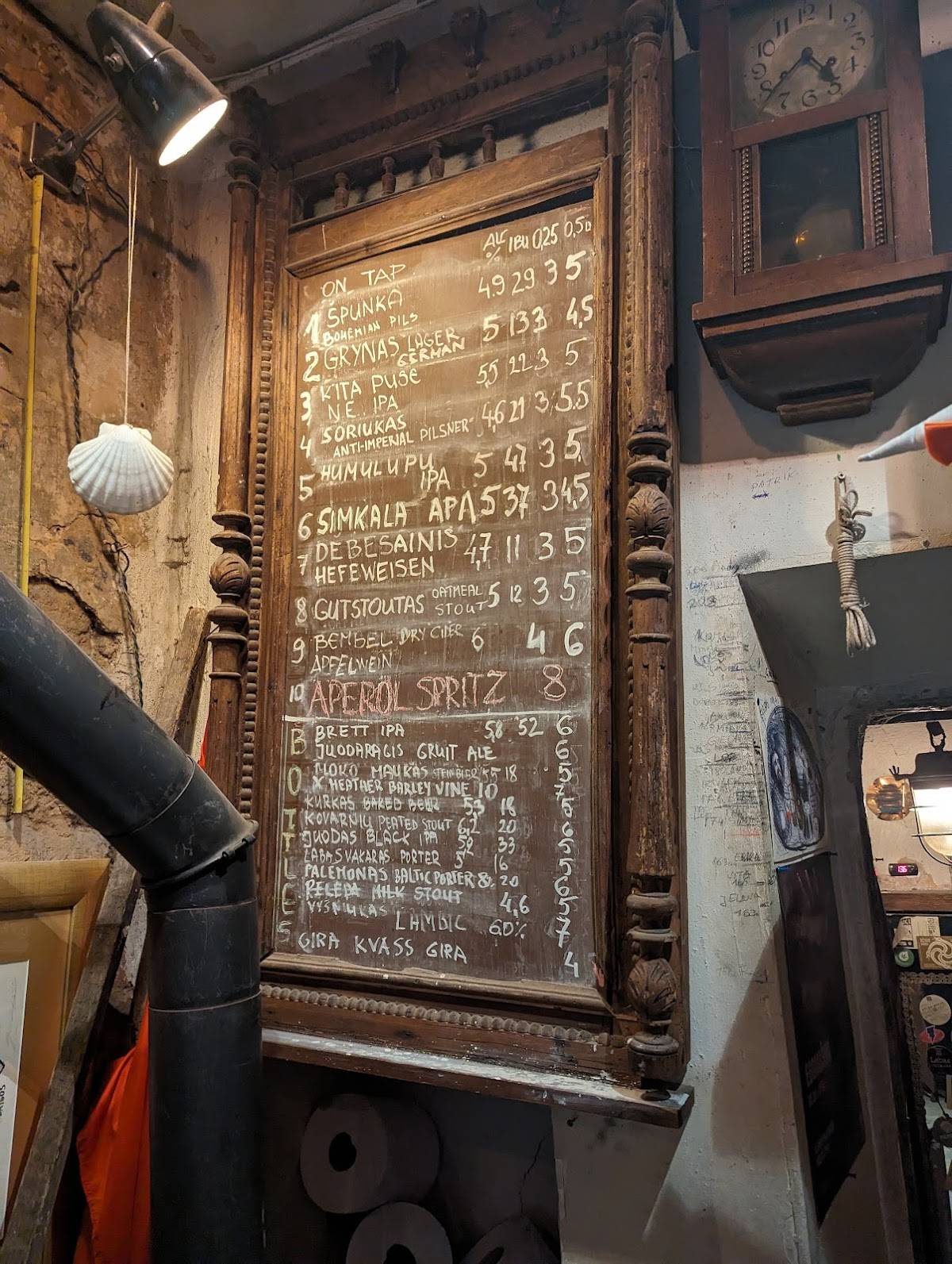 Menu at Špunka pub & bar, Vilnius, Užupio g. 9-1
