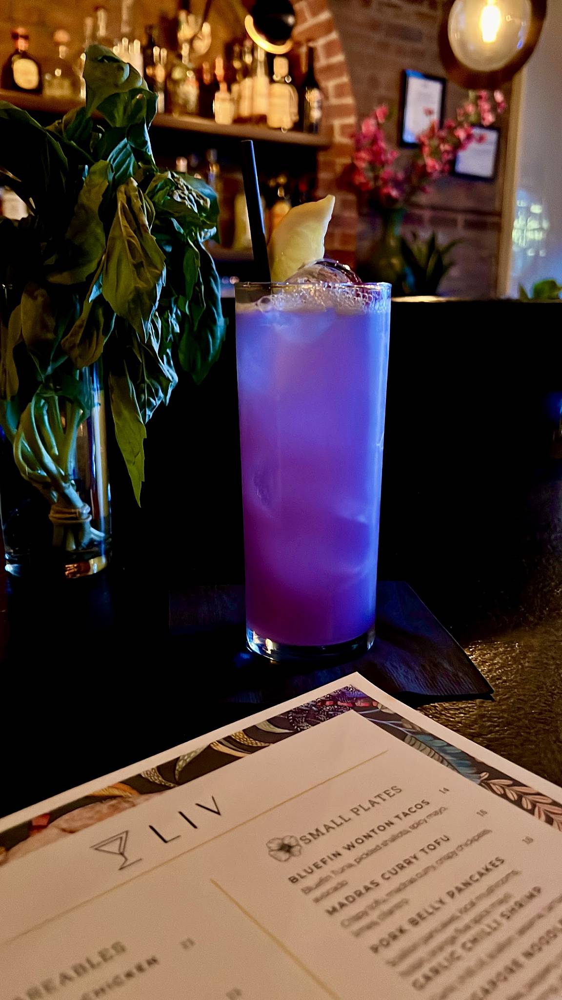 Menu at LIV restaurant, St. John's